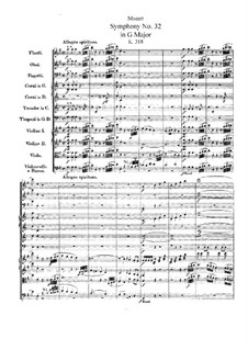 Symphony No.32 in G Major, K.318 by W.A. Mozart - sheet music on MusicaNeo