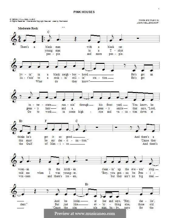 Pink Houses by J. Mellencamp - sheet music on MusicaNeo