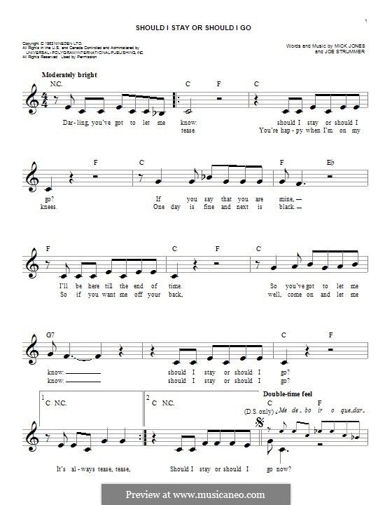 Should I Stay or Should I Go (The Clash) by J. Strummer, M. Jones on ...