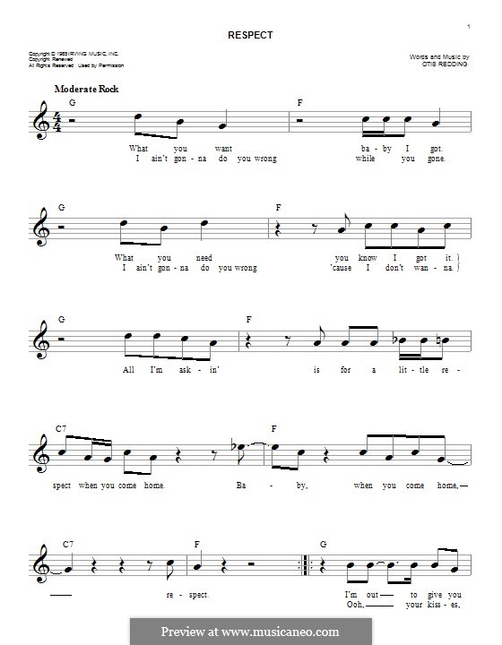 Vocal version (Respect (Aretha Franklin)) by O. Redding on MusicaNeo