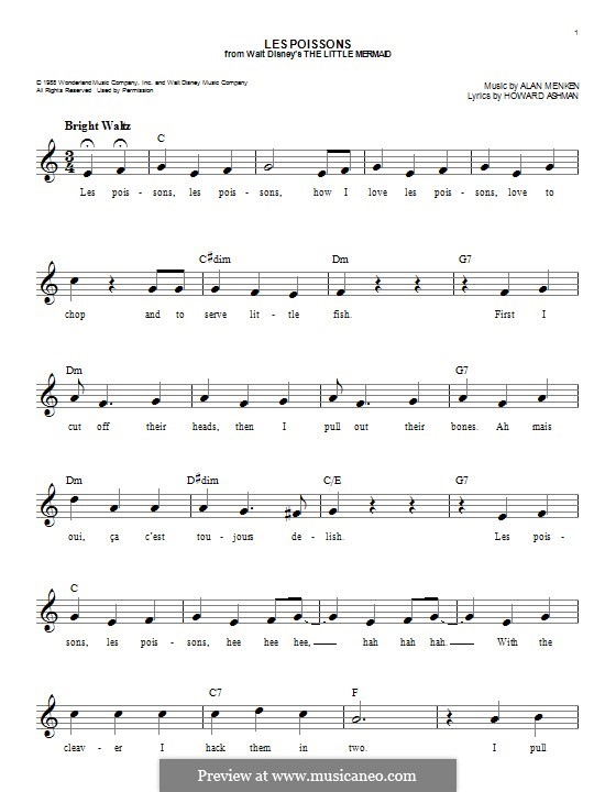 Les Poissons (from The Little Mermaid) by A. Menken on MusicaNeo
