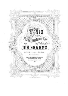 Trio for French Horn (or Cello), Violin and Piano, Op.40 by J. Brahms on MusicaNeo