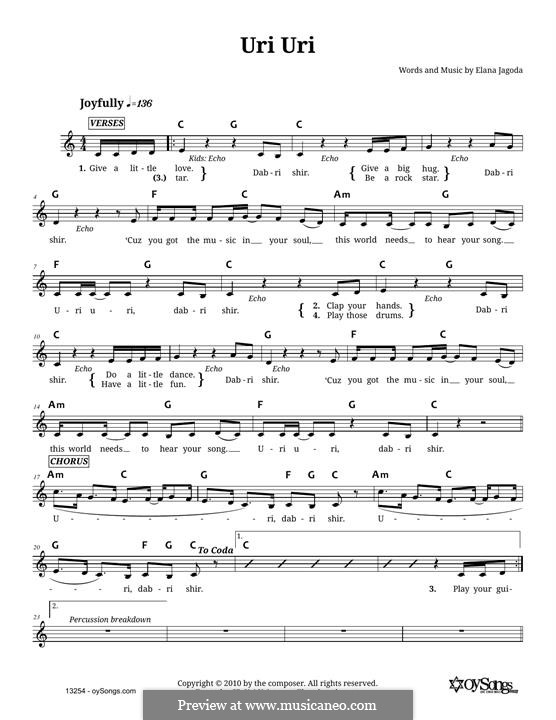 Uri Uri by E. Jagoda - sheet music on MusicaNeo