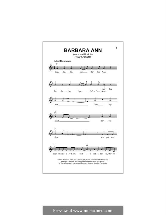 Barbara Ann (The Beach Boys) by F. Fassert - sheet music on MusicaNeo