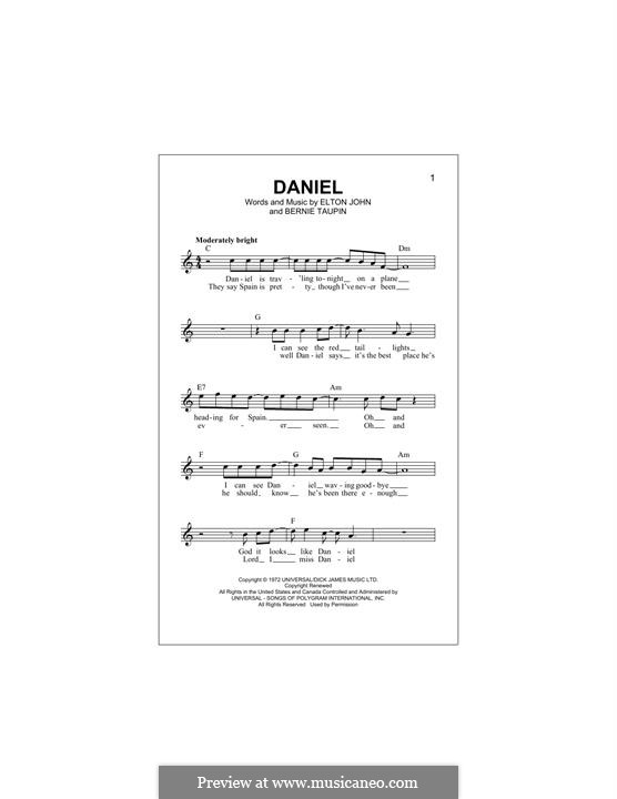 Daniel by E. John - sheet music on MusicaNeo
