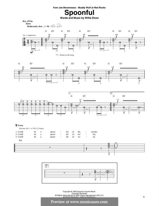 Spoonful (Cream) by W. Dixon - sheet music on MusicaNeo