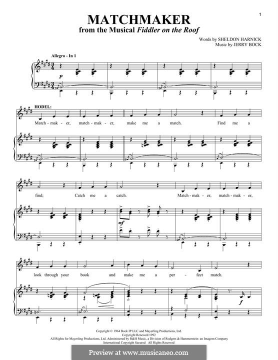 Matchmaker (from The Fiddler on the Roof) by J. Bock on MusicaNeo