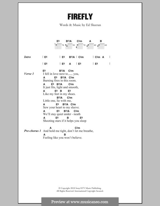 Firefly by E. Sheeran - sheet music on MusicaNeo