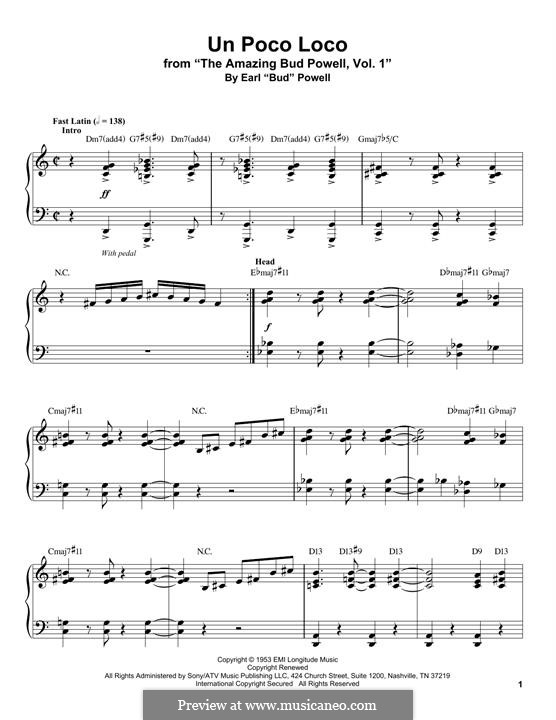 Un Poco Loco by Bud Powell - sheet music on MusicaNeo