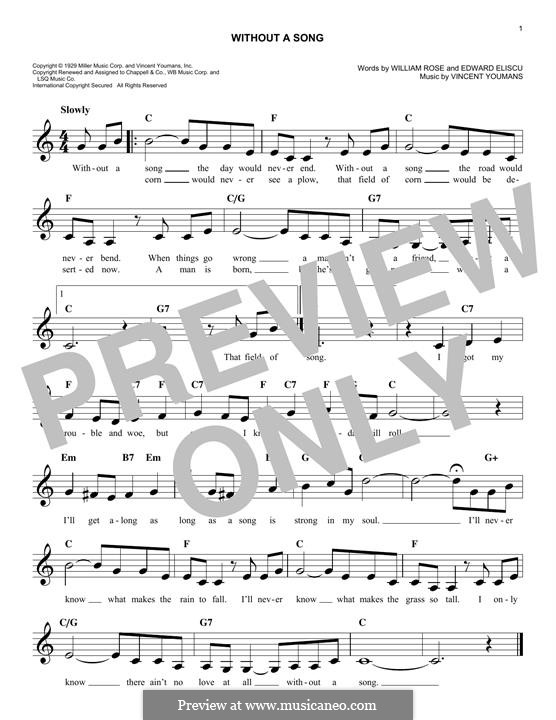 Without a Song (Frank Sinatra) by V. Youmans - sheet music on MusicaNeo