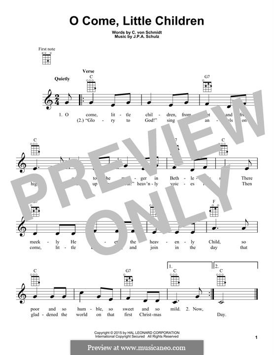 O Come, Little Children by J.A. Schulz - sheet music on MusicaNeo