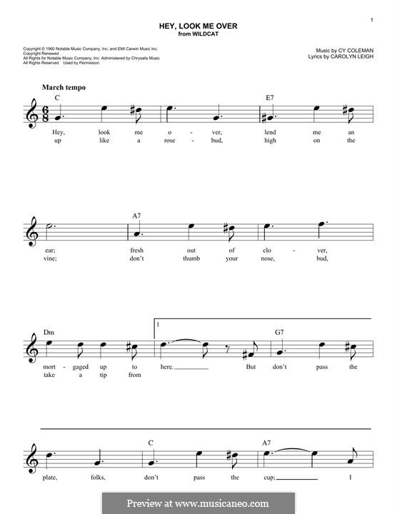 Hey, Look Me Over by C. Coleman - sheet music on MusicaNeo