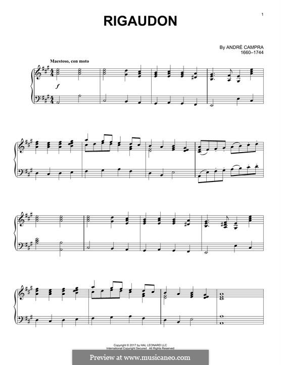 Rigaudon by A. Campra - sheet music on MusicaNeo