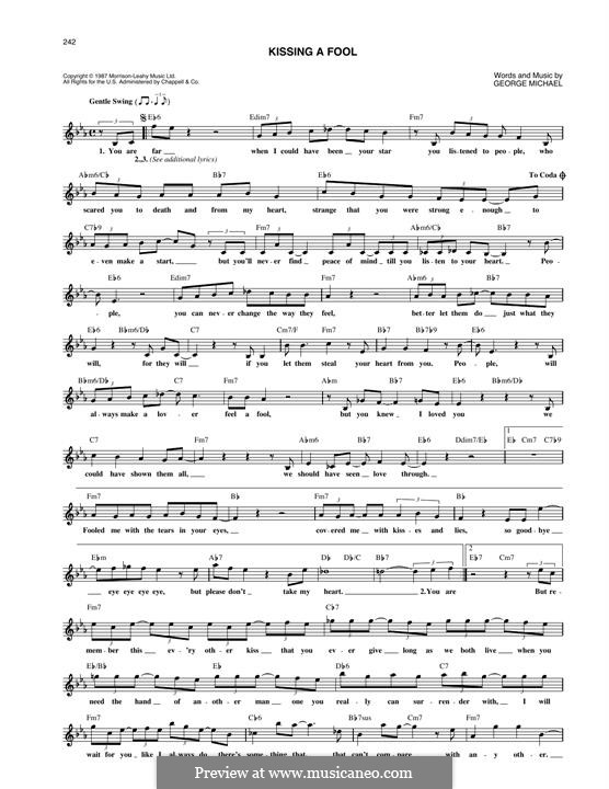Kissing a Fool by G. Michael - sheet music on MusicaNeo