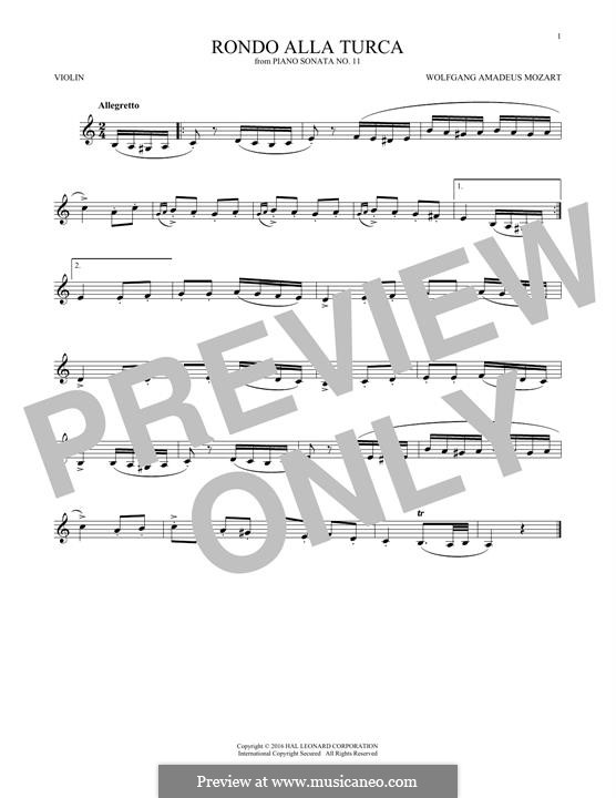 Rondo alla turca (Printable Scores) (Sonata for Piano No.11 in A Major ...