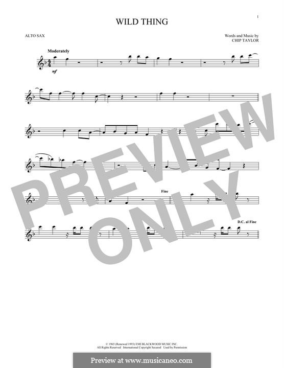 Wild Thing (The Troggs) by C. Taylor - sheet music on MusicaNeo