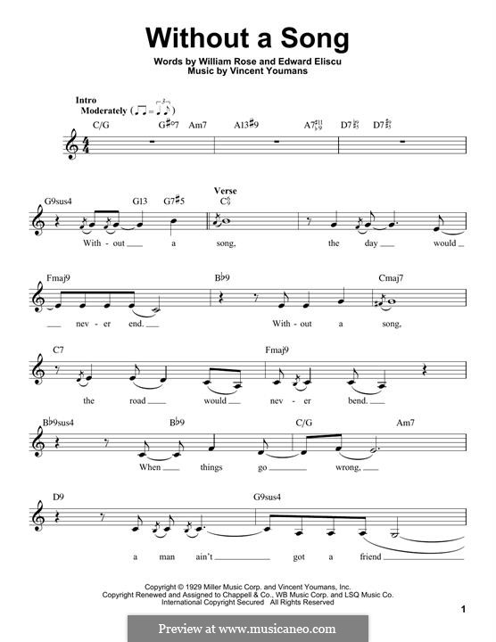 Without a Song (Frank Sinatra) by V. Youmans - sheet music on MusicaNeo