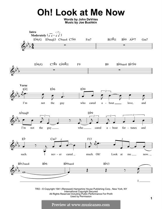 Oh Look at Me Now (Frank Sinatra) by J. Bushkin - sheet music on MusicaNeo