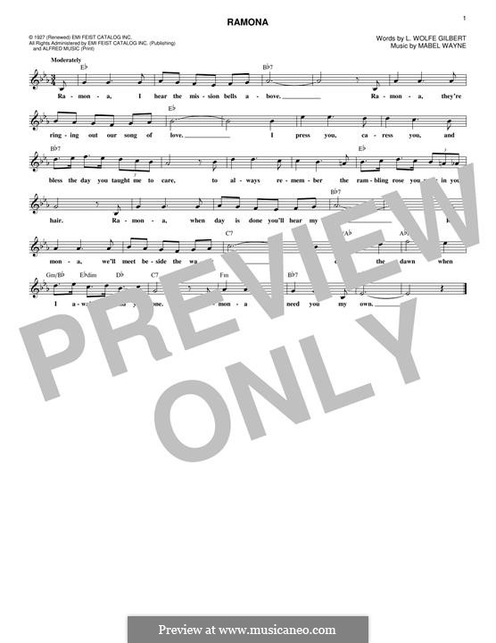 Ramona by M. Wayne - sheet music on MusicaNeo