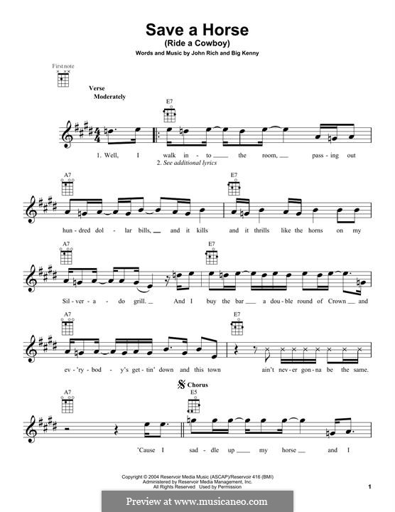 Save a Horse (Ride a Cowboy) by J. Rich - sheet music on MusicaNeo