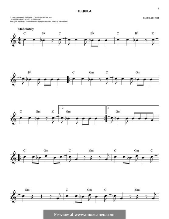 Tequila (The Champs) by C. Rio - sheet music on MusicaNeo