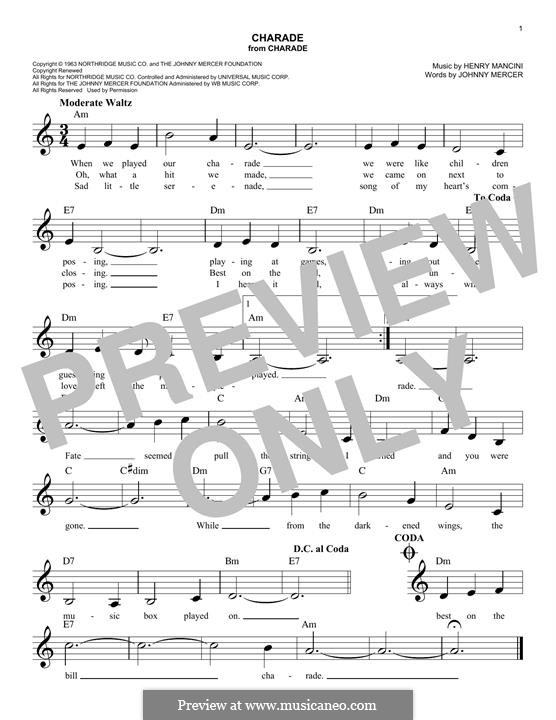 Charade by H. Mancini - sheet music on MusicaNeo