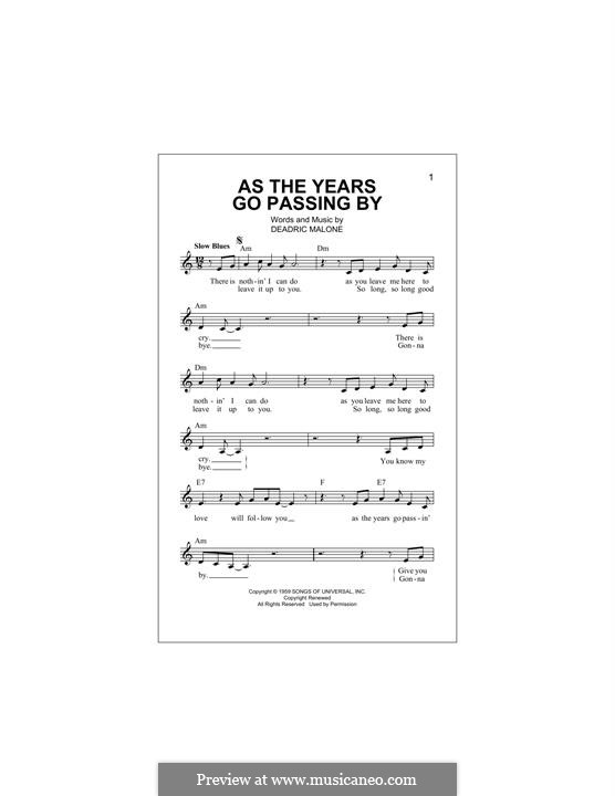 As the Years Go Passing By by D. Malone - sheet music on MusicaNeo