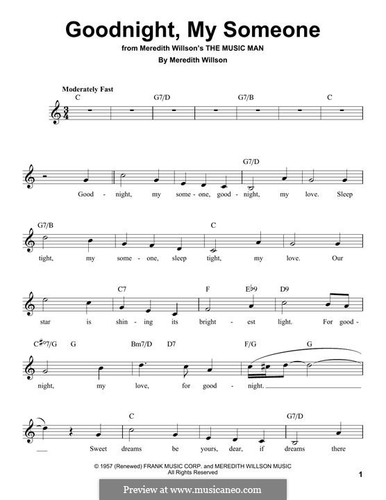 Goodnight, My Someone by M. Willson - sheet music on MusicaNeo