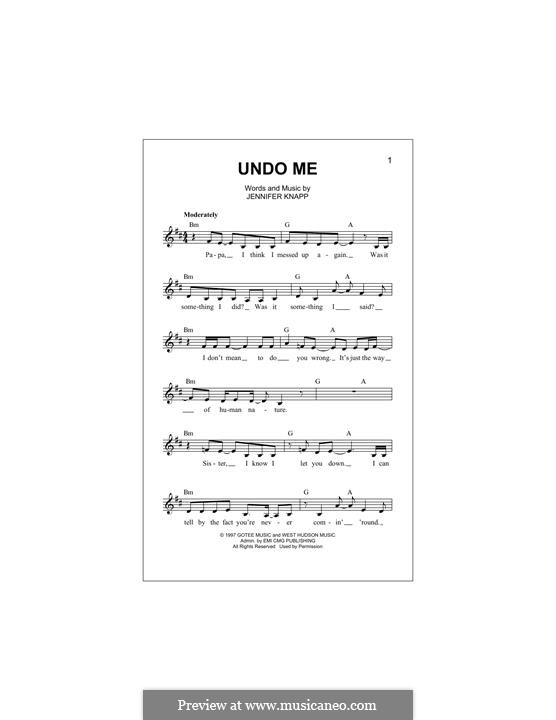Undo Me by J. Knapp - sheet music on MusicaNeo
