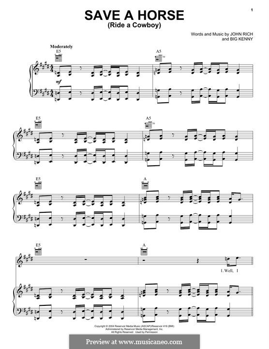 Save a Horse (Ride a Cowboy) by J. Rich - sheet music on MusicaNeo