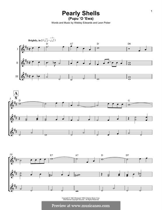 Pearly Shells by L. Pober, W. Edwards - sheet music on MusicaNeo