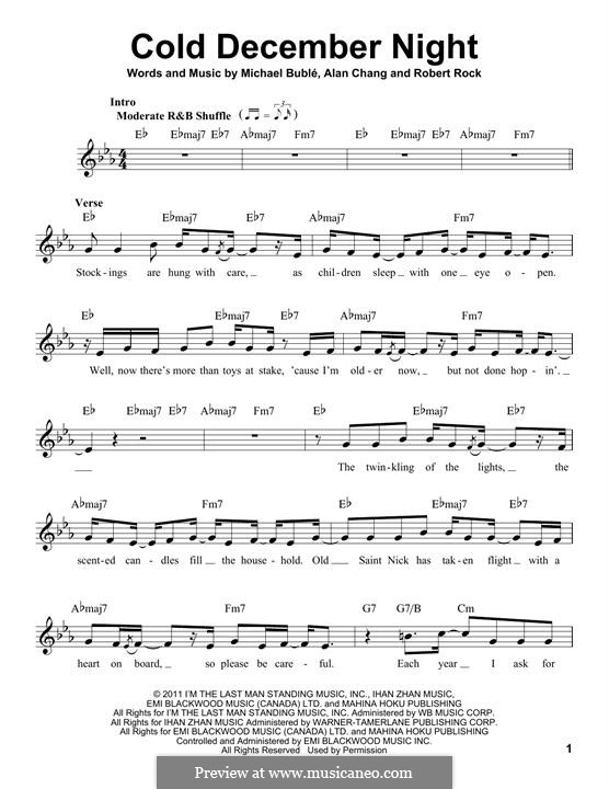 Cold December Night by A. Chang, R. Rock - sheet music on MusicaNeo