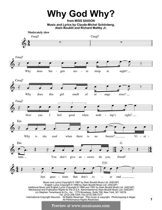 Why God Why? (Miss Saigon) by C. Schönberg - sheet music on MusicaNeo