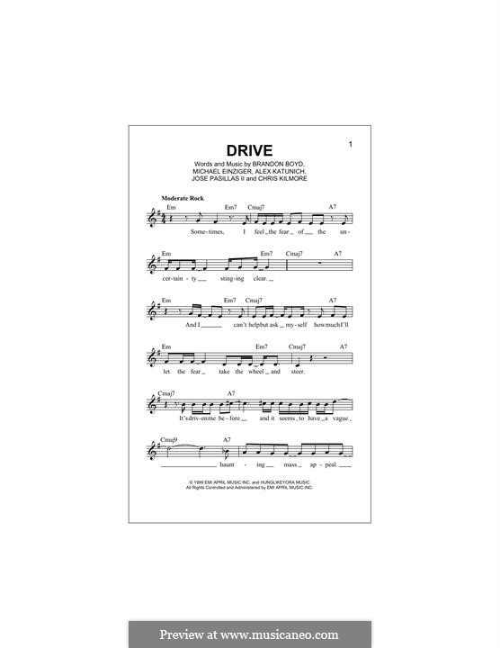 Drive (Incubus) by A. Katunich, B. Boyd, C. Kilmore, J. Pasillas II, M ...