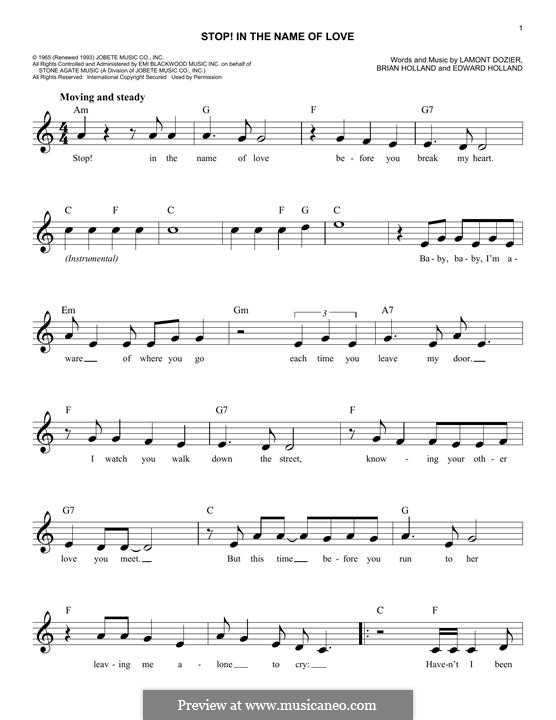 Stop in the Name of Love (The Supremes) by B. Holland, E. Holland Jr ...
