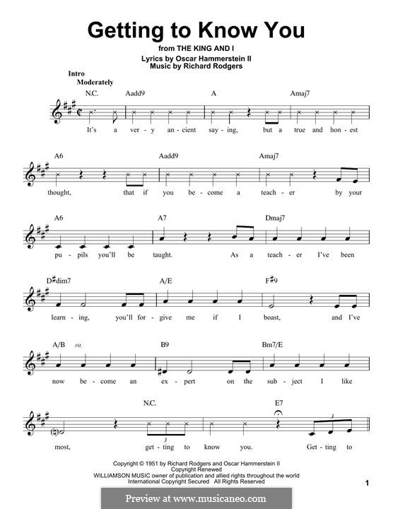 Getting to Know You (from The King and I) by R. Rodgers on MusicaNeo