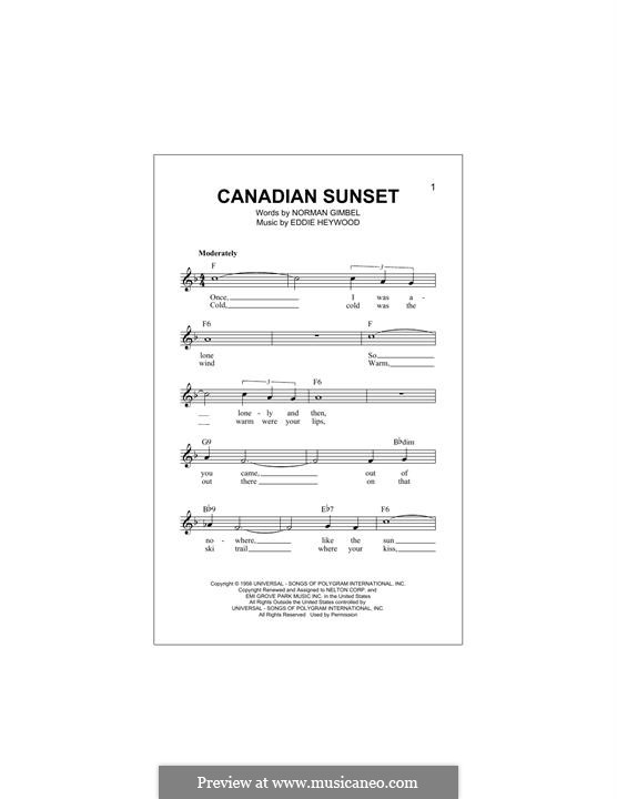 Canadian Sunset (Andy Williams) by E. Heywood - sheet music on MusicaNeo
