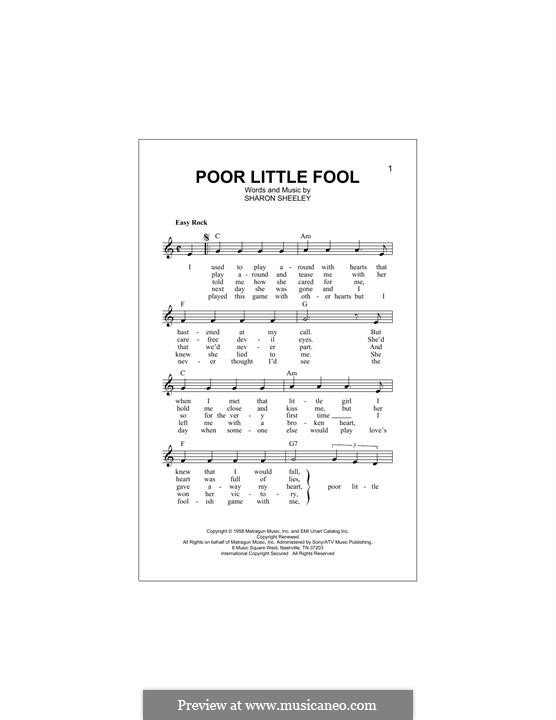 Poor Little Fool by S. Sheeley - sheet music on MusicaNeo