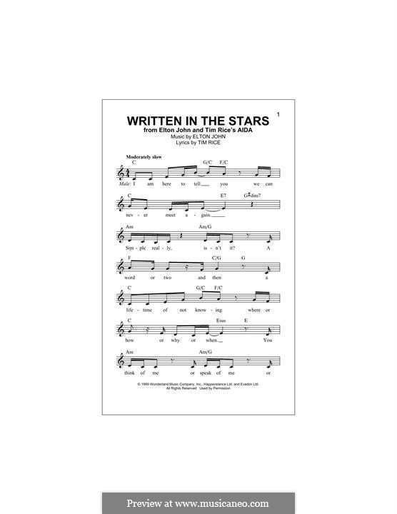 Written in the Stars by E. John - sheet music on MusicaNeo