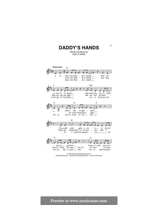 Daddy's Hands by H. Dunn - sheet music on MusicaNeo