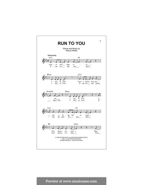 Run To You by T. Paris - sheet music on MusicaNeo