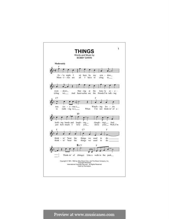 Things by B. Darin - sheet music on MusicaNeo