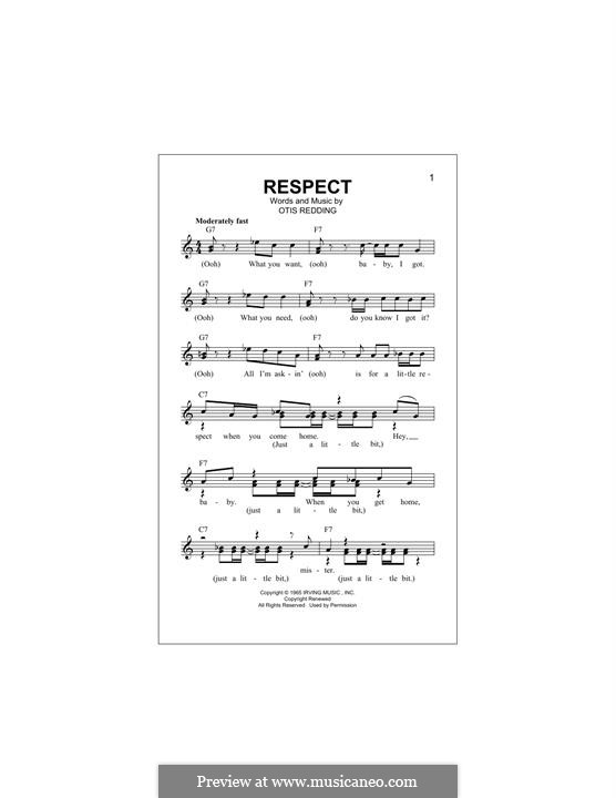 Vocal version (Respect (Aretha Franklin)) by O. Redding on MusicaNeo