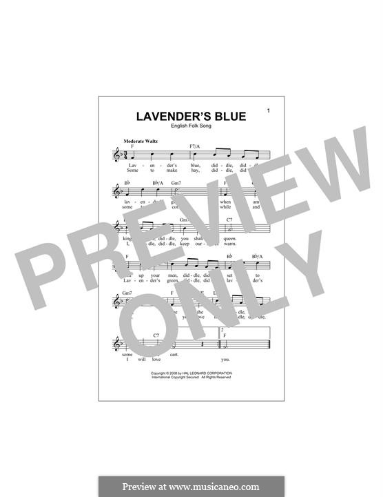 Lavender Blue by folklore - sheet music on MusicaNeo