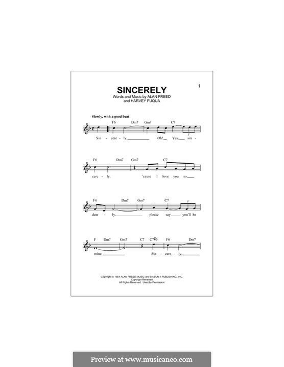 Sincerely by A. Freed, H. Fuqua - sheet music on MusicaNeo