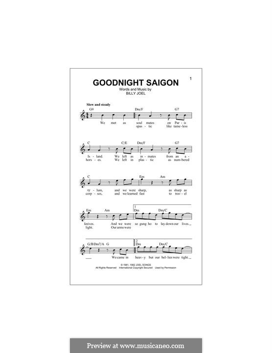 Goodnight Saigon by B. Joel - sheet music on MusicaNeo