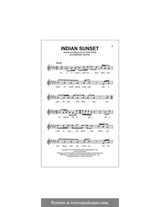 Indian Sunset by E. John - sheet music on MusicaNeo