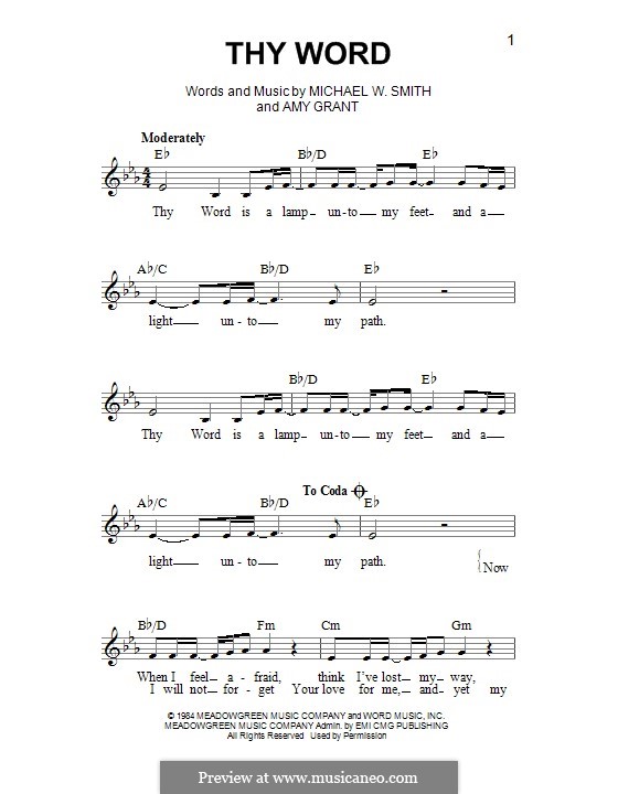 Thy Word by A. Grant, M.W. Smith - sheet music on MusicaNeo