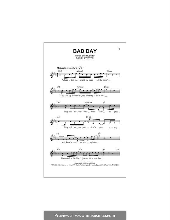 Bad Day by D. Powter - sheet music on MusicaNeo