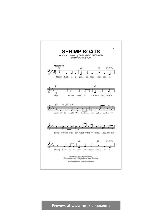 Shrimp Boats (Jo Stafford) by P. Weston, P.M. Howard on MusicaNeo